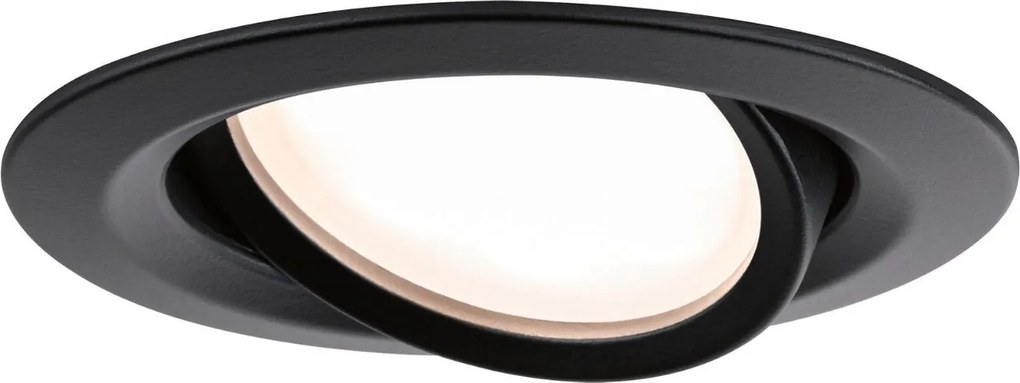 P 92459 LED vestavné svítidlo Nova Plus Coin samostatné svítidlo výklopné IP65 kruhové 93mm 30° Coin 6W 230V stmívatelné 2700K černá mat - PAULMANN