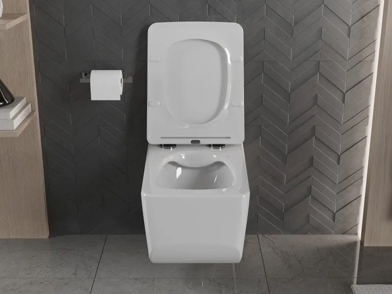 Mexen Vera wc mísa Rimless s pomalu padajícím prkénkem slim, duroplast, bílá - 30164000