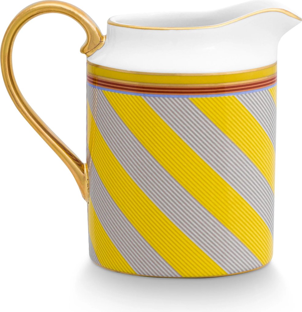 Pip Studio Pip Chique Stripes mlékovka 260ml, žlutá (Porcelánová mlékovka 260 ml)