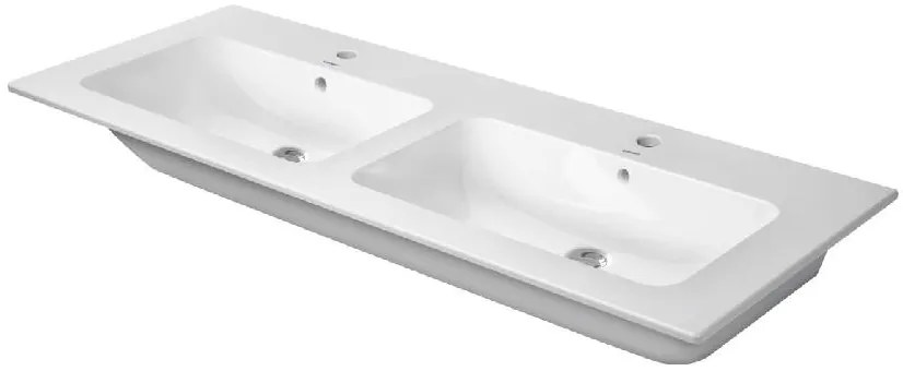 Duravit ME by Starck - Dvojumyvadlo nábytkové 1300x490 mm, s přepadem, 2 otvory pro baterie, bílá 2336130000