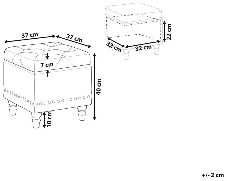 Sametový taburet s úložným prostorem béžový LORETTO Beliani