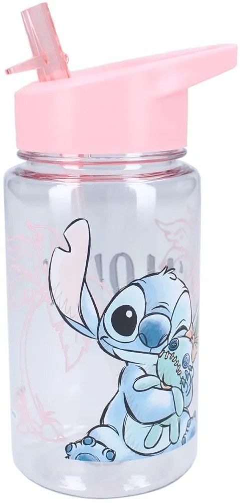 Dívčí plastová láhev na pití Lilo &amp; Stitch s brčkem - 450 ml