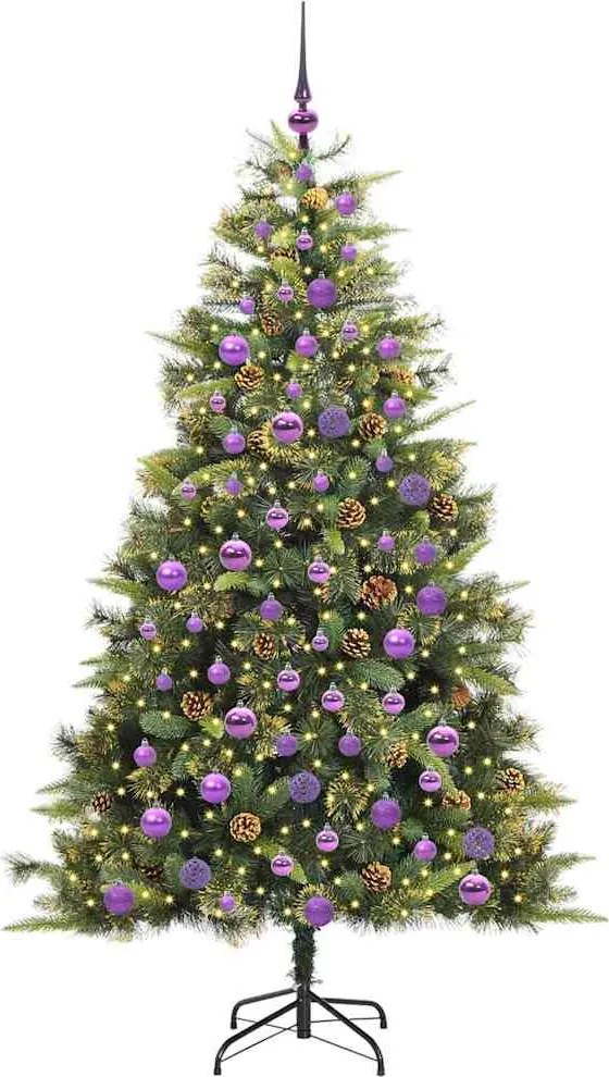 Umělý sklopný vánoční stromeček s kužely 300 LED Teplá bílá 3395095