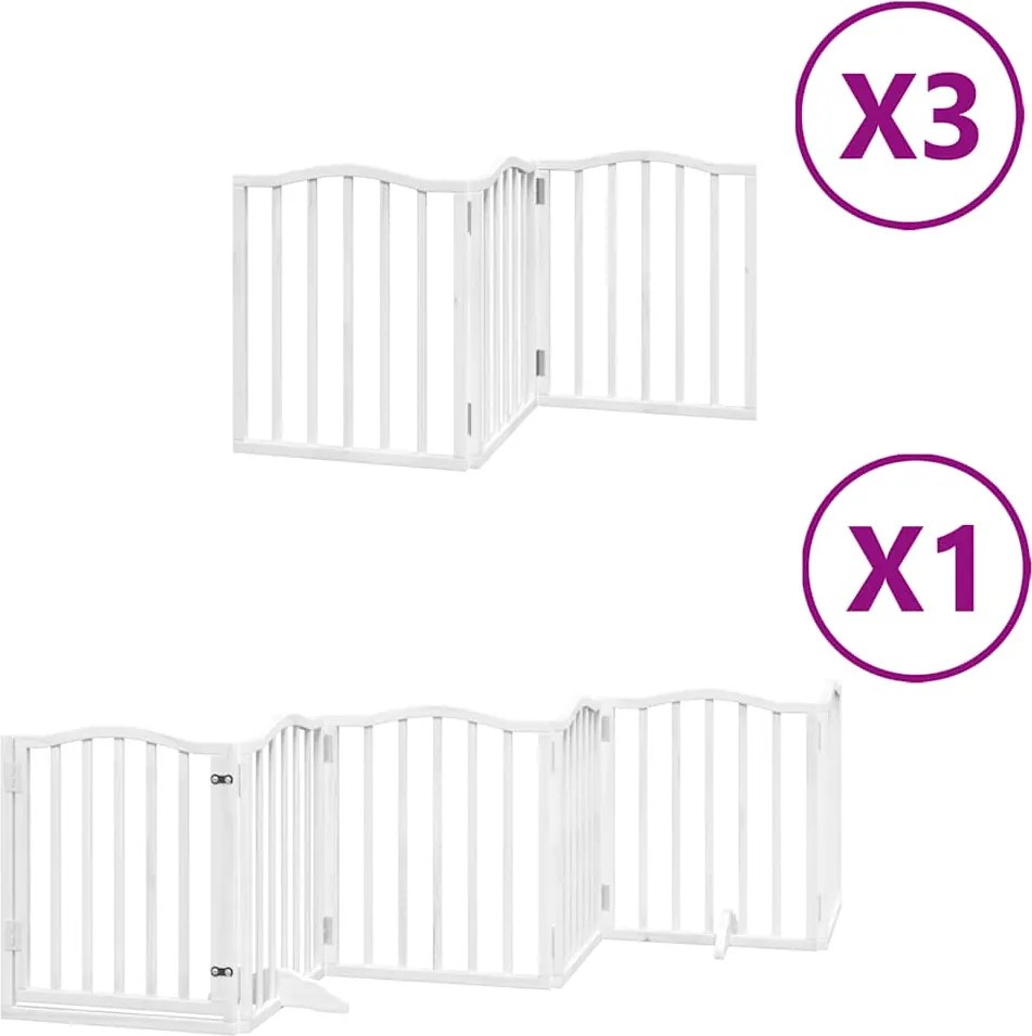 Zábrana pro psy s dvířky skládací 15 panelů bílá 750 cm topol 3155593