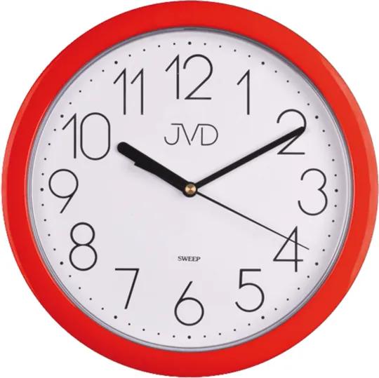 Červené plastové netikající hodiny JVD sweep HP612.2