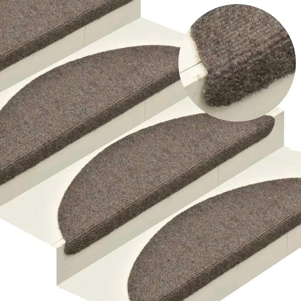 Schodové rohože samolepicí 10 ks 65 x 21 x 4 cm béžové, půlkulaté, velké 149717