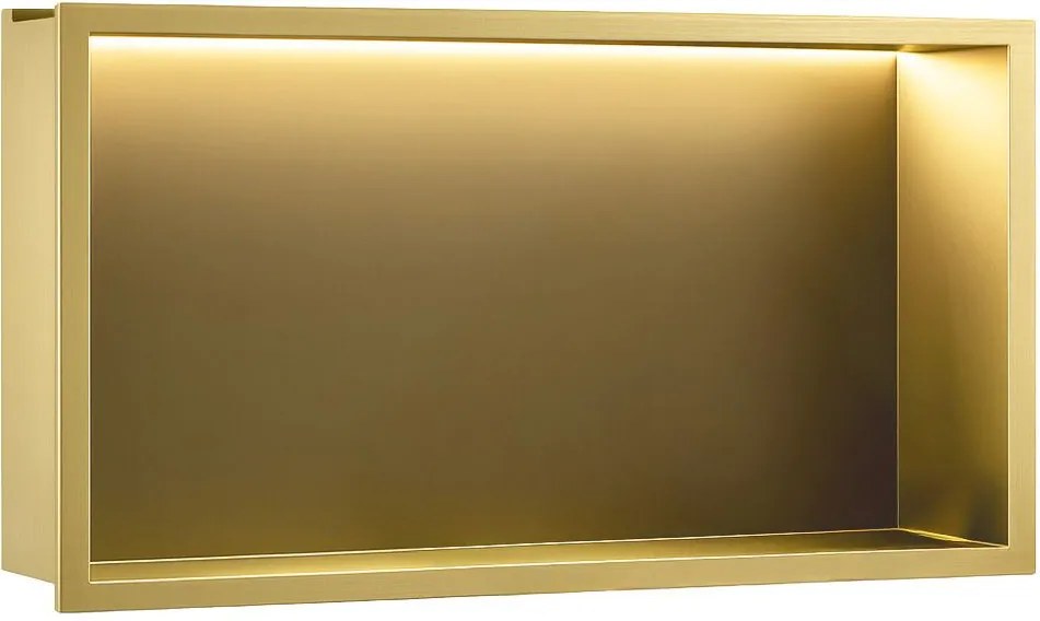 Rea Rea, LED polička na zapuštění 60x30x10 cm, 12W, 3000K, zlatá matná, REA-08543