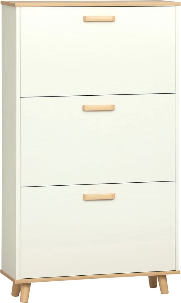 HOMCOM Moderní botník Úzký botníkový regál s 3 skládacími zásuvkami pro 12 párů obuvi a nastavitelnou policí pro předsíň 70x23,5x122 cm Bílý | Aosom