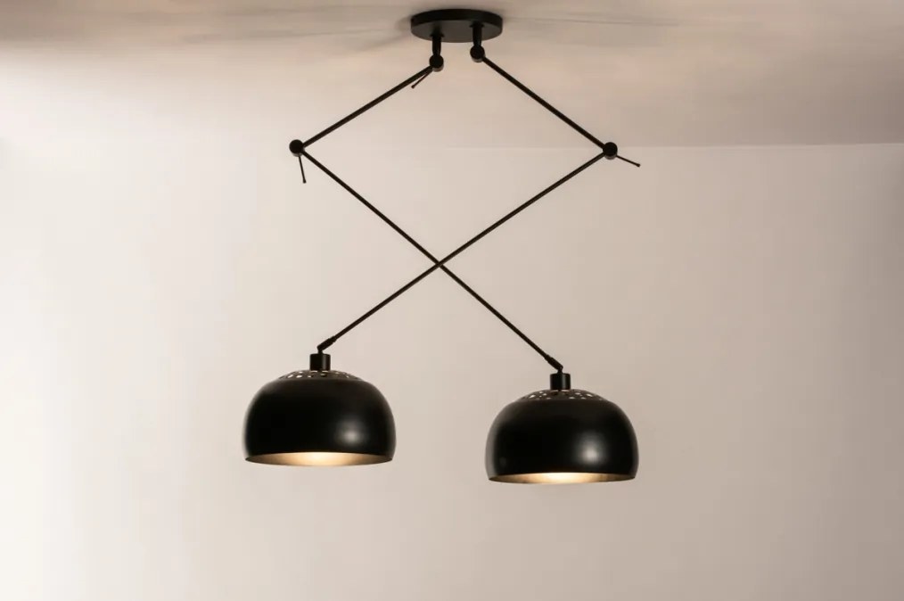 Závěsné černé designové svítidlo nad stůl Snap Light Duo Monaco Black and Black