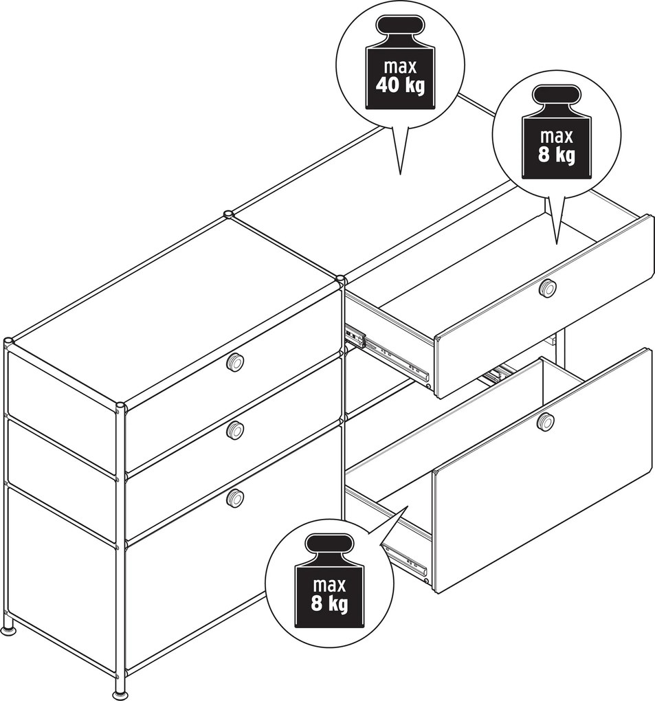 Tchibo - Kovová komoda »Cn3« se 6 zásuvkami - barva: šedá