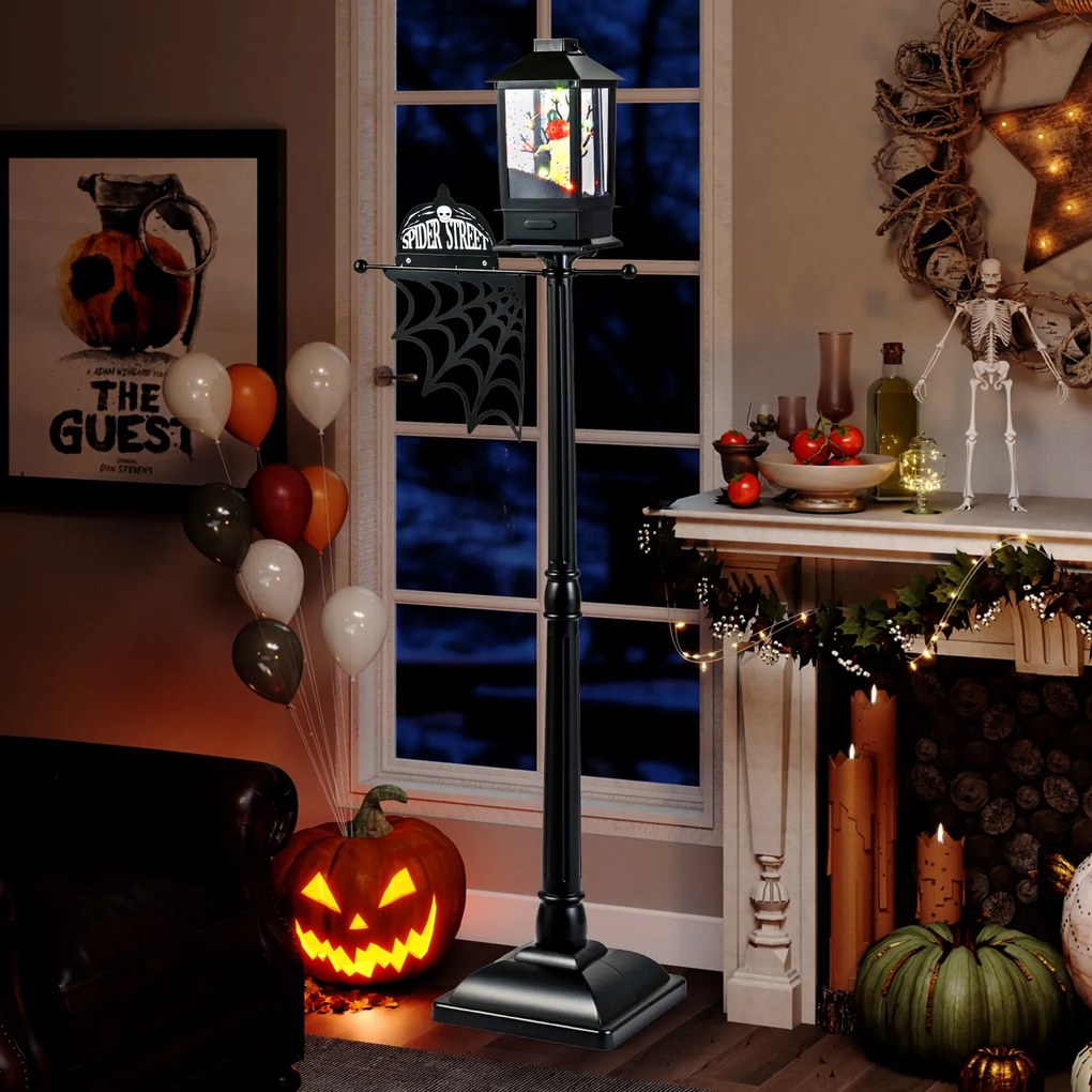 Costway 155 cm Halloween dekorativní pouliční lampa s 6 barevnými LED světly