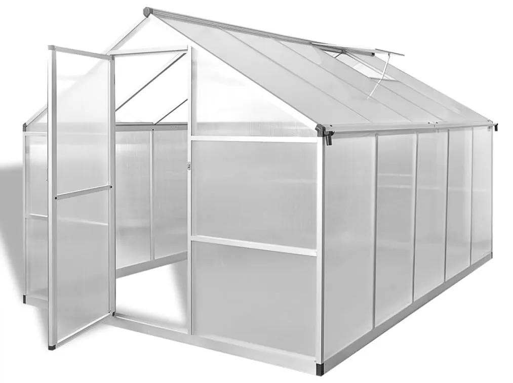 41319 vidaXL Zpevněný hliníkový skleník s podkladovým rámem 7,55 m²