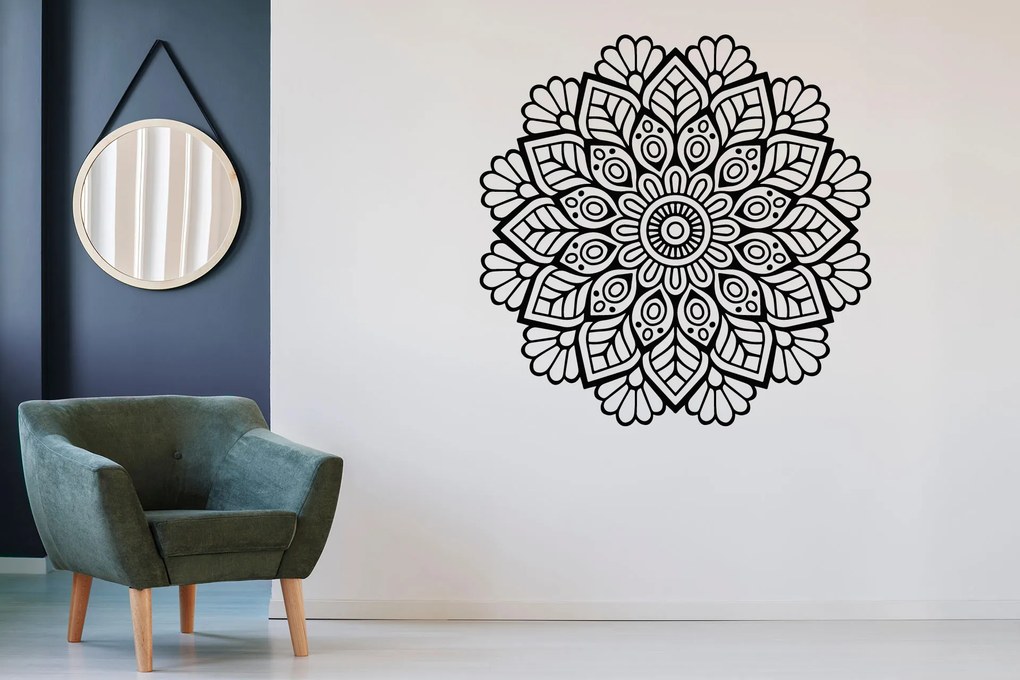 Lepy.cz Samolepka na zeď Mandala - detail Velikost (šířka x výška): 60x60cm, Barevná varianta: Ledová modrá