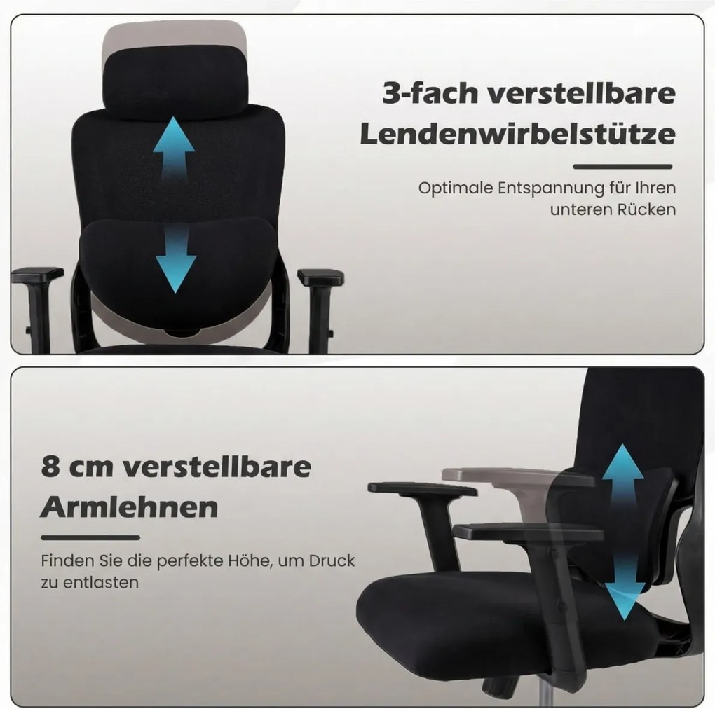 Costway Ergonomická kancelářská židle s nastavitelnou opěrkou hlavy a bederní