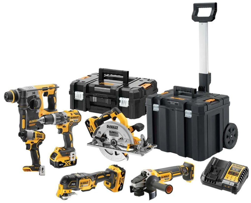 DeWALT - 12dílná sada AKU nářadí, baterií a nabíječky DCK624P3T