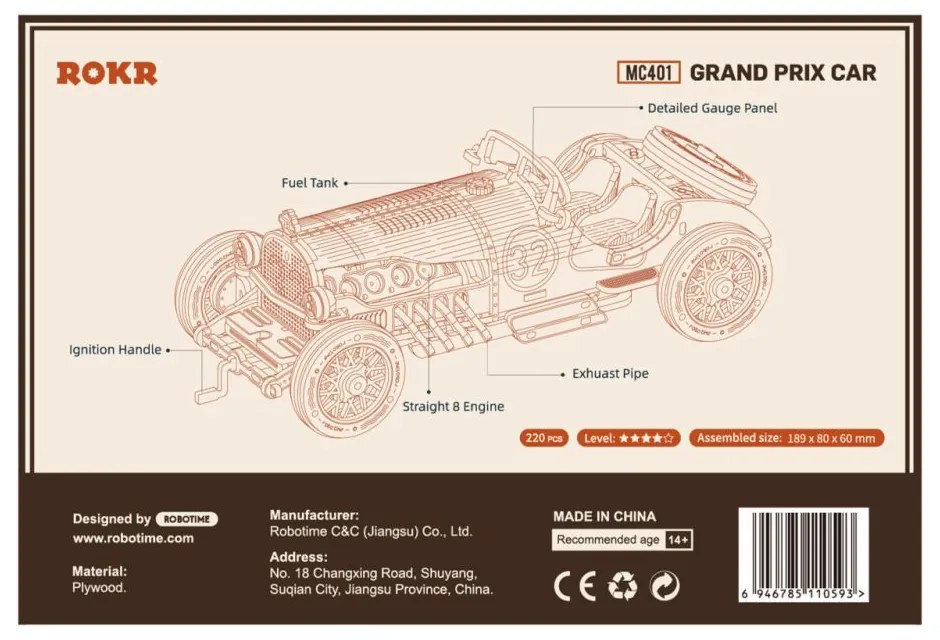 Robotime Rokr 3D Auto Grand Prix MC401 220ks