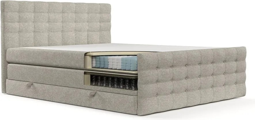 Béžová boxspring postel s úložným prostorem 200x200 cm Blend – Maison de Rêve