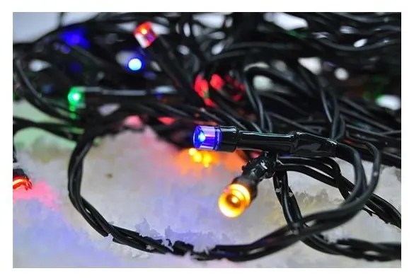 Solight LED venkovní vánoční řetěz, 100 LED, 10m, 8 funkcí, časovač, vícebarevný, 800540