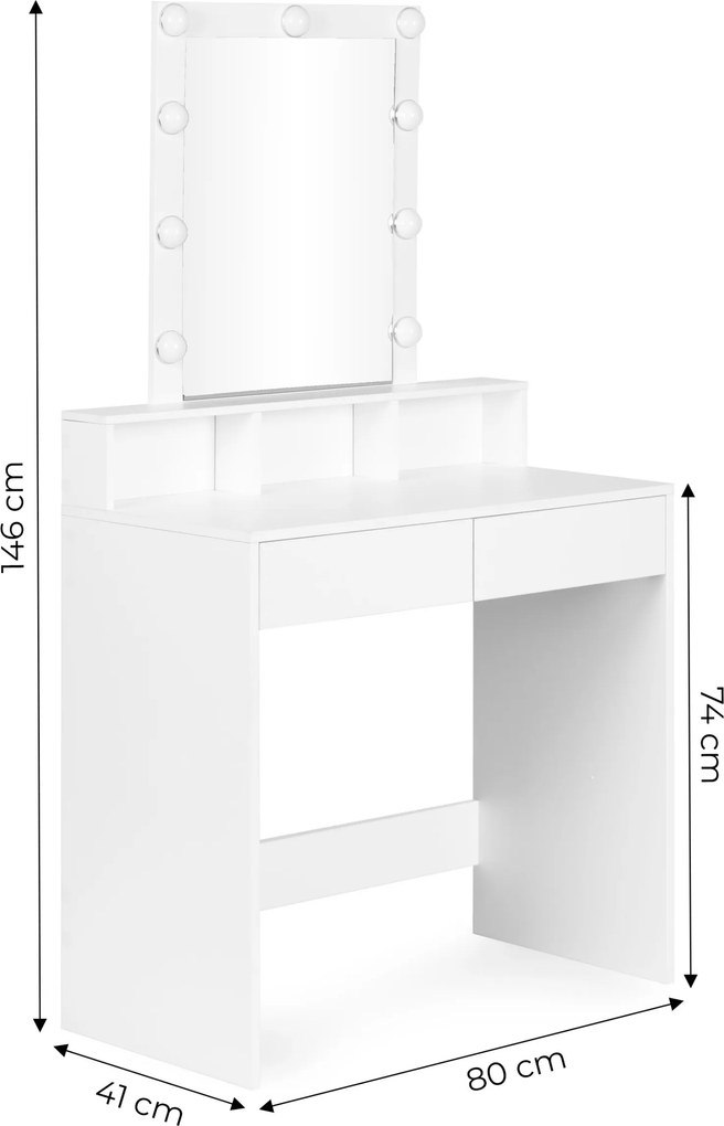 Toaletní stolek s LED osvětlením Cirko 80 cm bílý