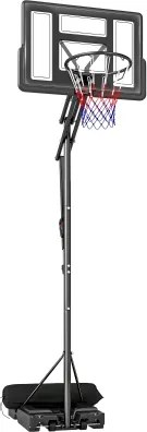SPORTNOW venkovní basketbalový koš 235-305 cm rychle nastavitelný výškově, s nerozbitnou zadní deskou 110x70 cm, 2 kolečky a závažím