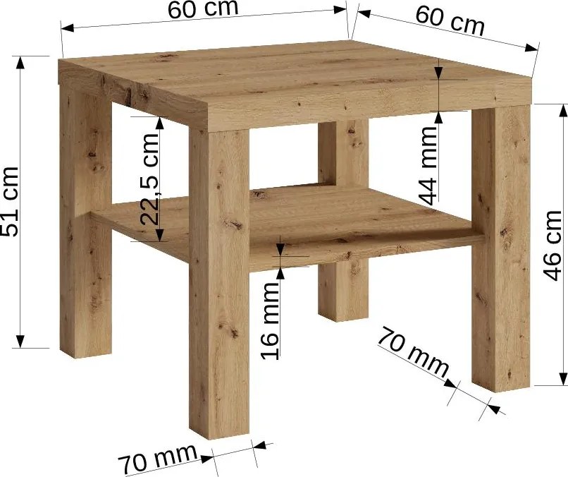 ADRK Furniture Konferenční stolek BILL 60x60 CT-Bil-ART+BM-H073