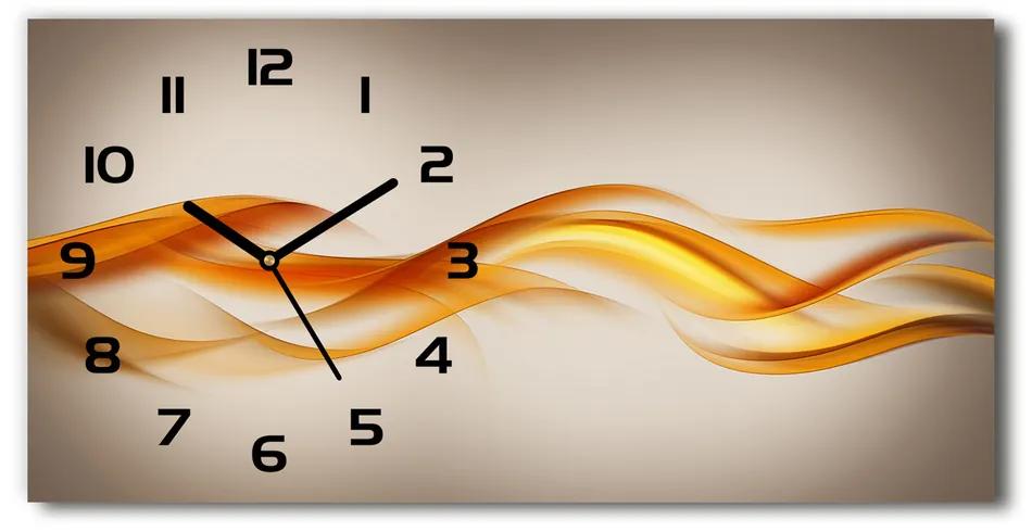 Wallmuralia Skleněné hodiny na stěnu Abstrakce vlny 60x30 cm