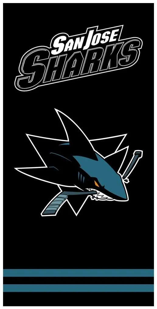 Hokejová bavlněná osuška NHL San Jose Sharks - black - 100% bavlna - 70 x 140 cm