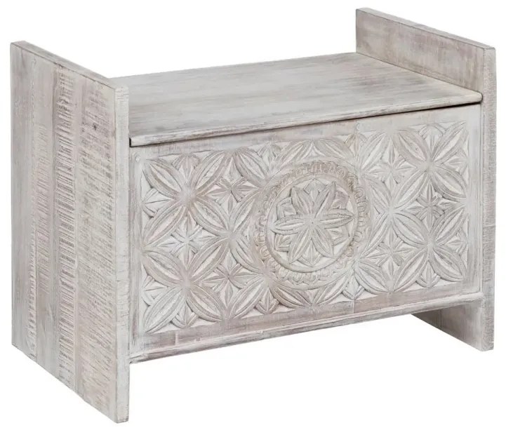 furniture-nabytek.cz - Masivní lavicová truhla Makira z mangového dřeva, lakovaná, bílá – 71×40×55 cm