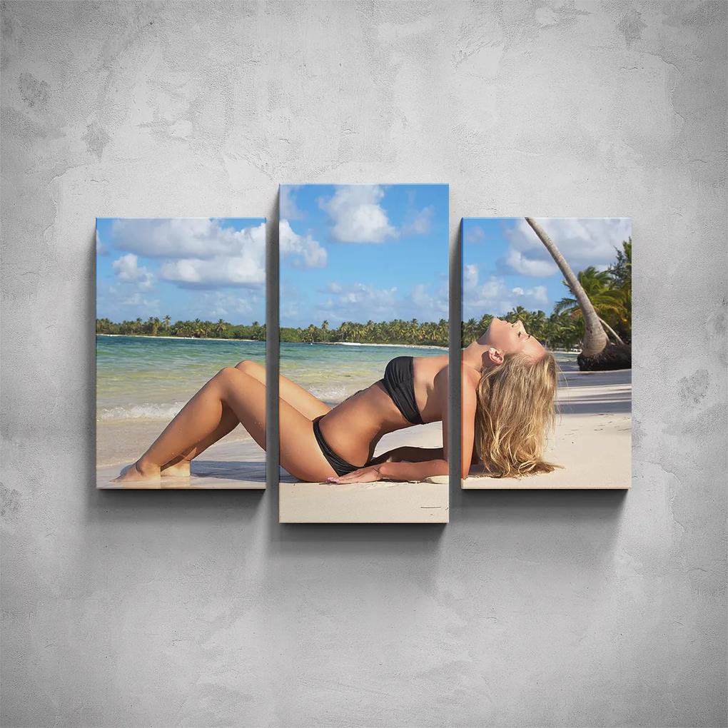3-dílný obraz - Žena na pláži - PopyDesign
