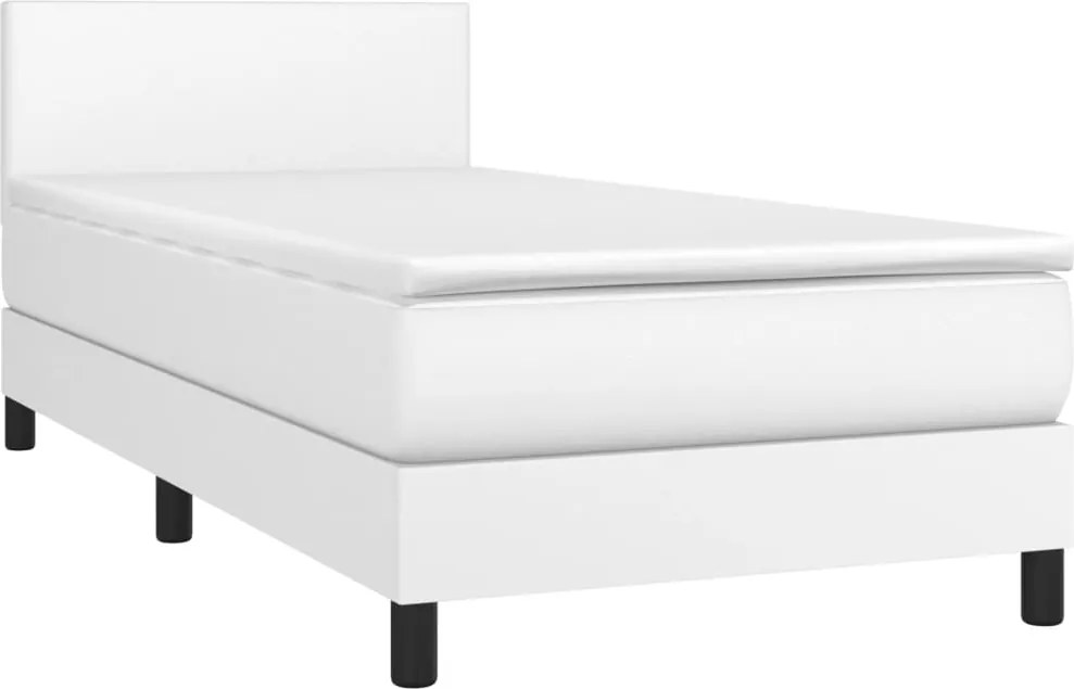 Box spring postel s matrací bílá 90x200 cm umělá kůže 3140982