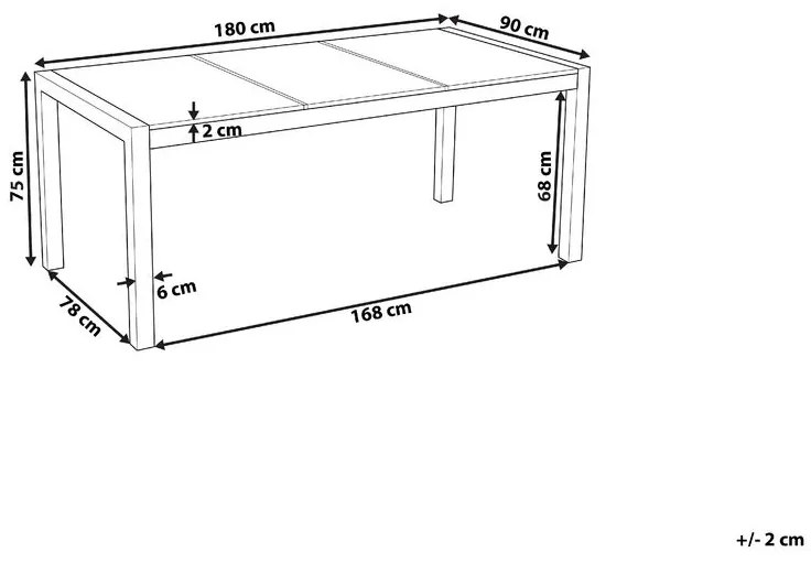 Zahradní jídelní stůl se skleněnou deskou 180 x 90 cm šedý COSOLETO Beliani