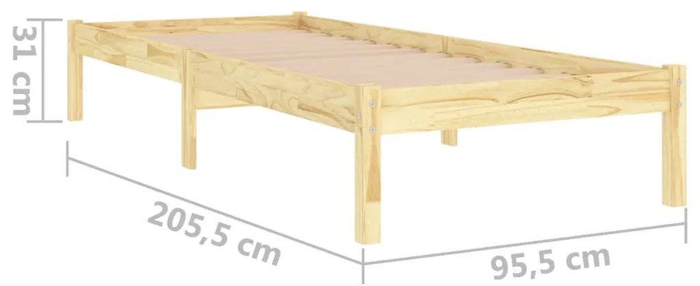 Rám postele masivní borovice 90 x 200 cm - Default Title