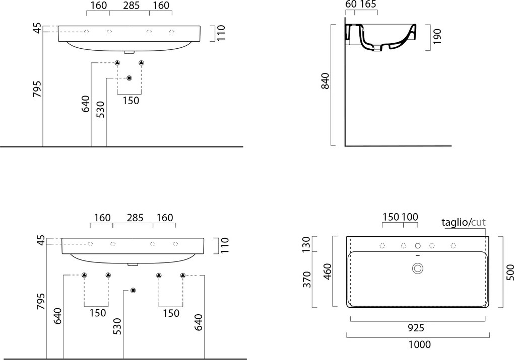GSI GSI, SAND keramické umyvadlo 100x50 cm, bílá ExtraGlaze, 9023111