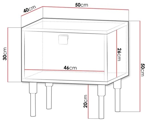 Noční stolek DORSET 50x50 cm černá/zlatá