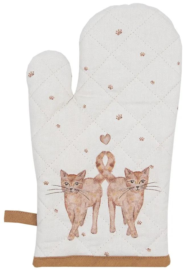 Béžová dětská chňapka - rukavice s kočičkami Kitty Cats - 12*21 cm