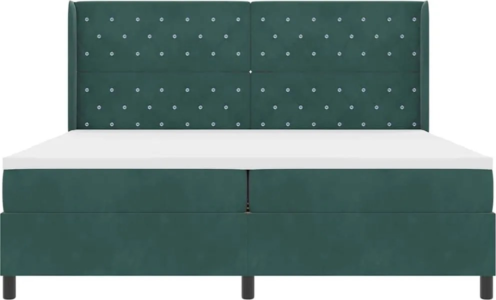 Postel s boxspringem s matrací Tmavě zelená 200 x 200 cm samet 3341975