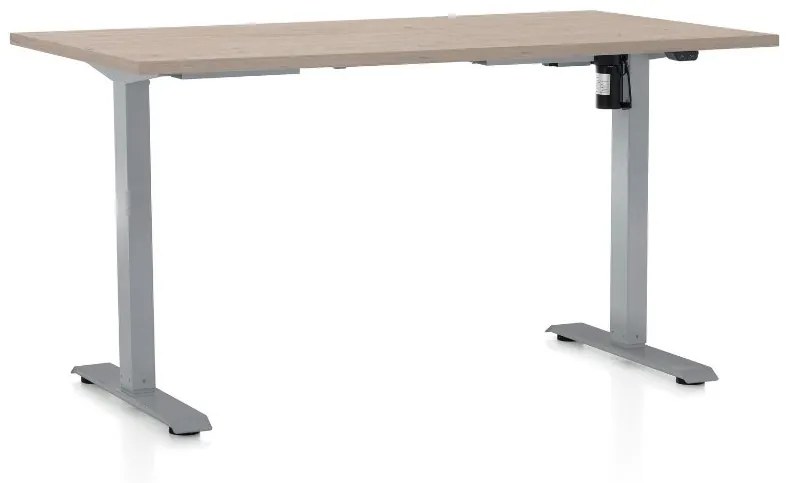 Výškově nastavitelný stůl OfficeTech A, 140 x 80 cm - šedá podnož Barva: Světle šedá