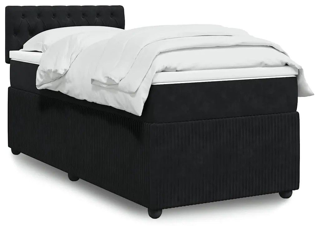 Box spring postel s matrací černá 90x200 cm samet 3289946