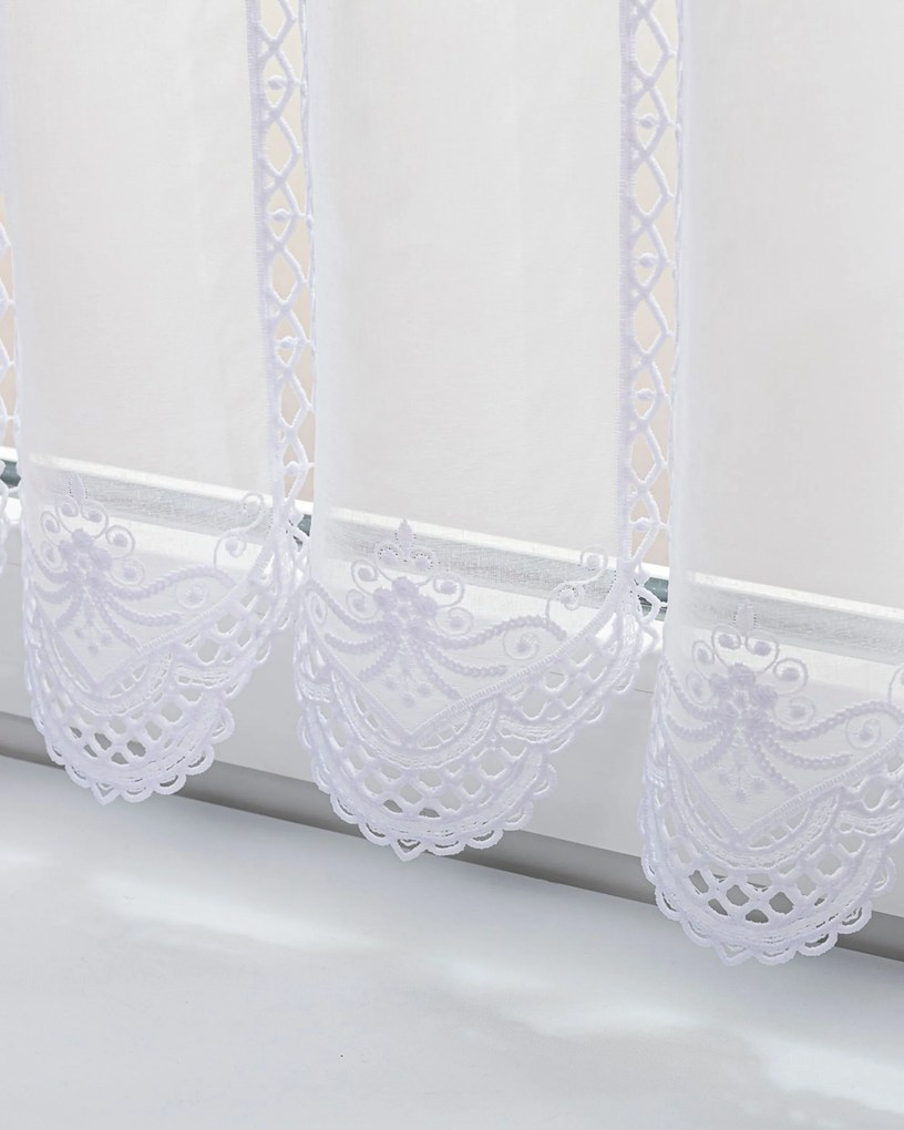Vitrážková záclona s výšivkou Ornate H. 60 cm na metry