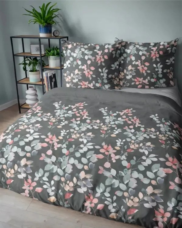 Detexpol A Home Satin 5084 Povlečení saténová větvička grafitová