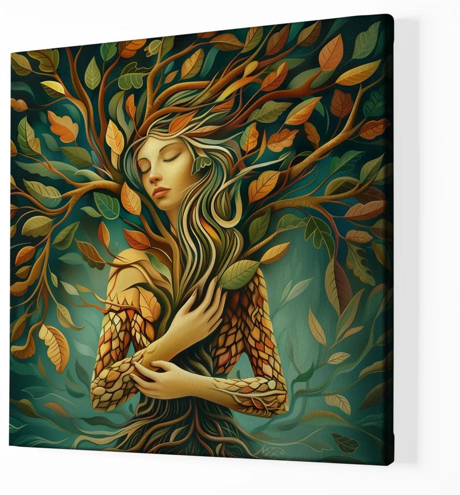 Obraz na plátně - Strom života Napojená žena Eila FeelHappy.cz Velikost obrazu: 120 x 120 cm