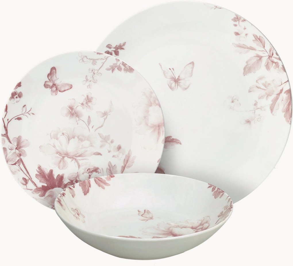Sada porcelánového nádobí Vie En Rose, pro 6 osob, 18 dílů