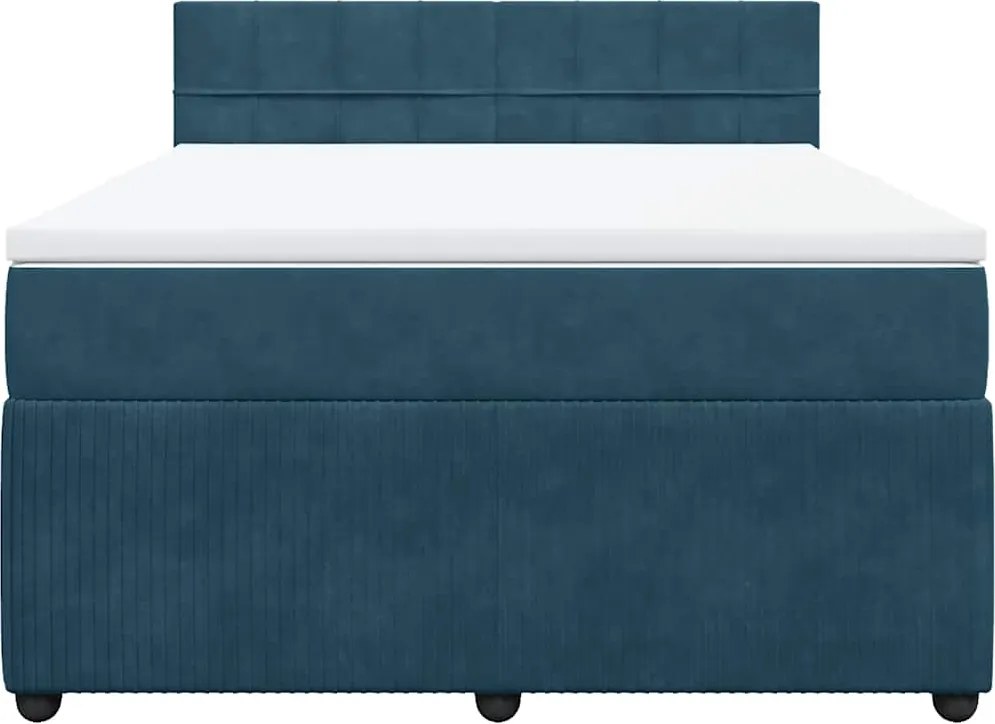 Box spring postel s matrací modrá 160 x 200 cm samet 3290086