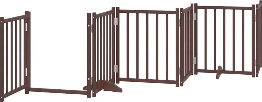 Zábrana pro psy s dvířky skládací 9 panelů hnědá 450 cm topol 3155715