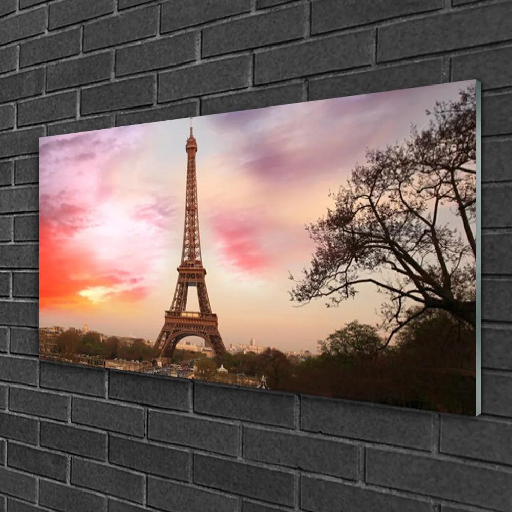 Obraz na skle Eiffelova Věž Architektura 120x60 cm