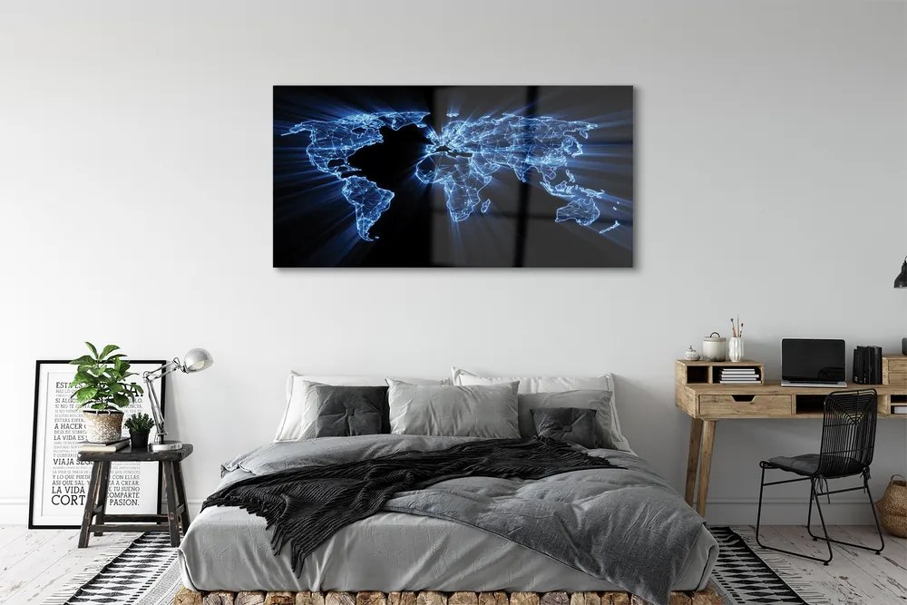 akrylový obraz modrá mapa 140x70 cm