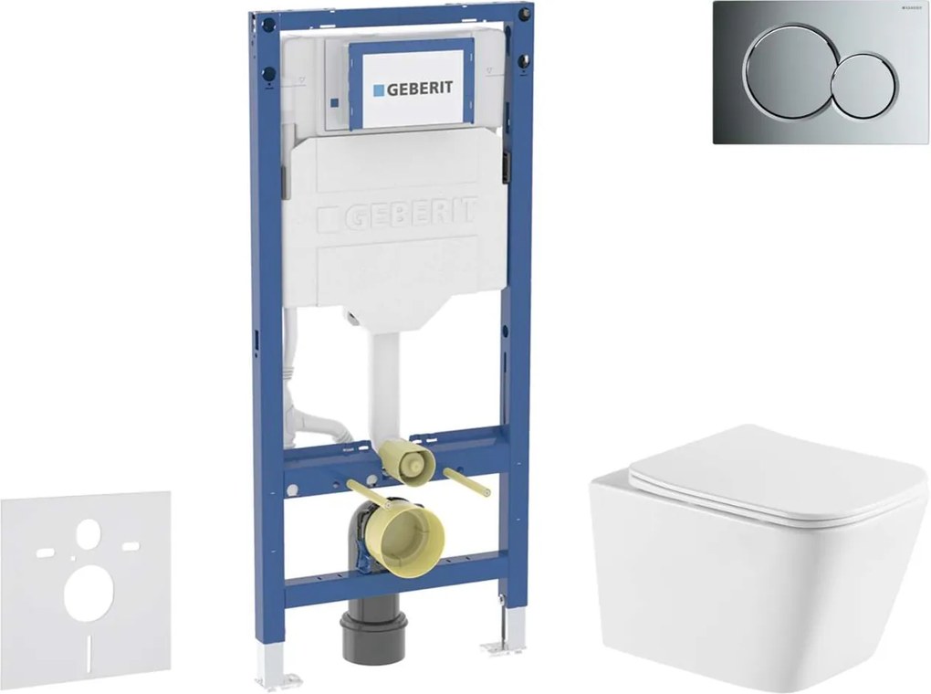Geberit Duofix - Set předstěnové instalace, klozetu Arkas I a sedátka softclose, tlačítko Sigma01, lesklý chrom SANI11CA1170