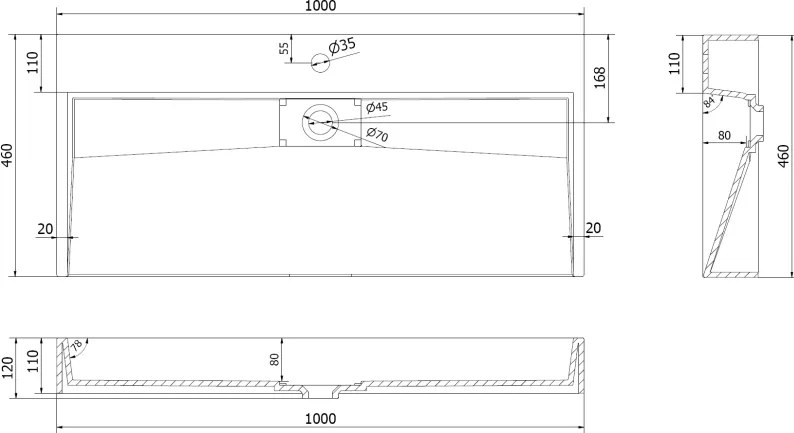 Mexen Ava, umyvadlo na desku z konglomerátu 100 x 46 cm, bílá, 23011001