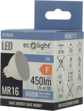 LED žárovka 12V MR16 5W - studená bílá