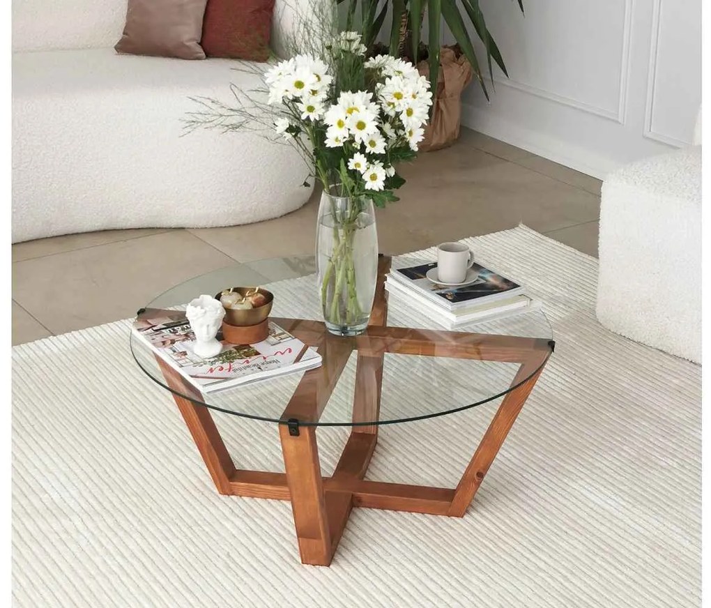 Designový konferenční stolek Calypso 75 cm dřevěný